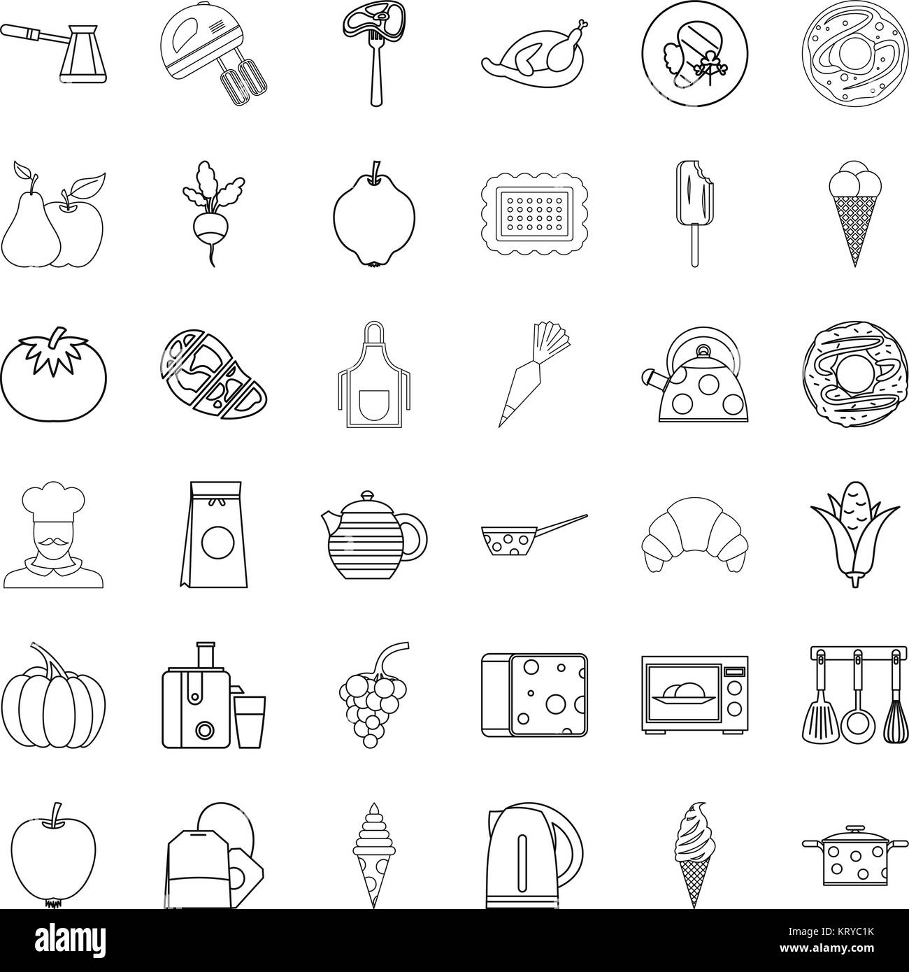 Kitchen icons set, outline style Stock Vector Image & Art - Alamy