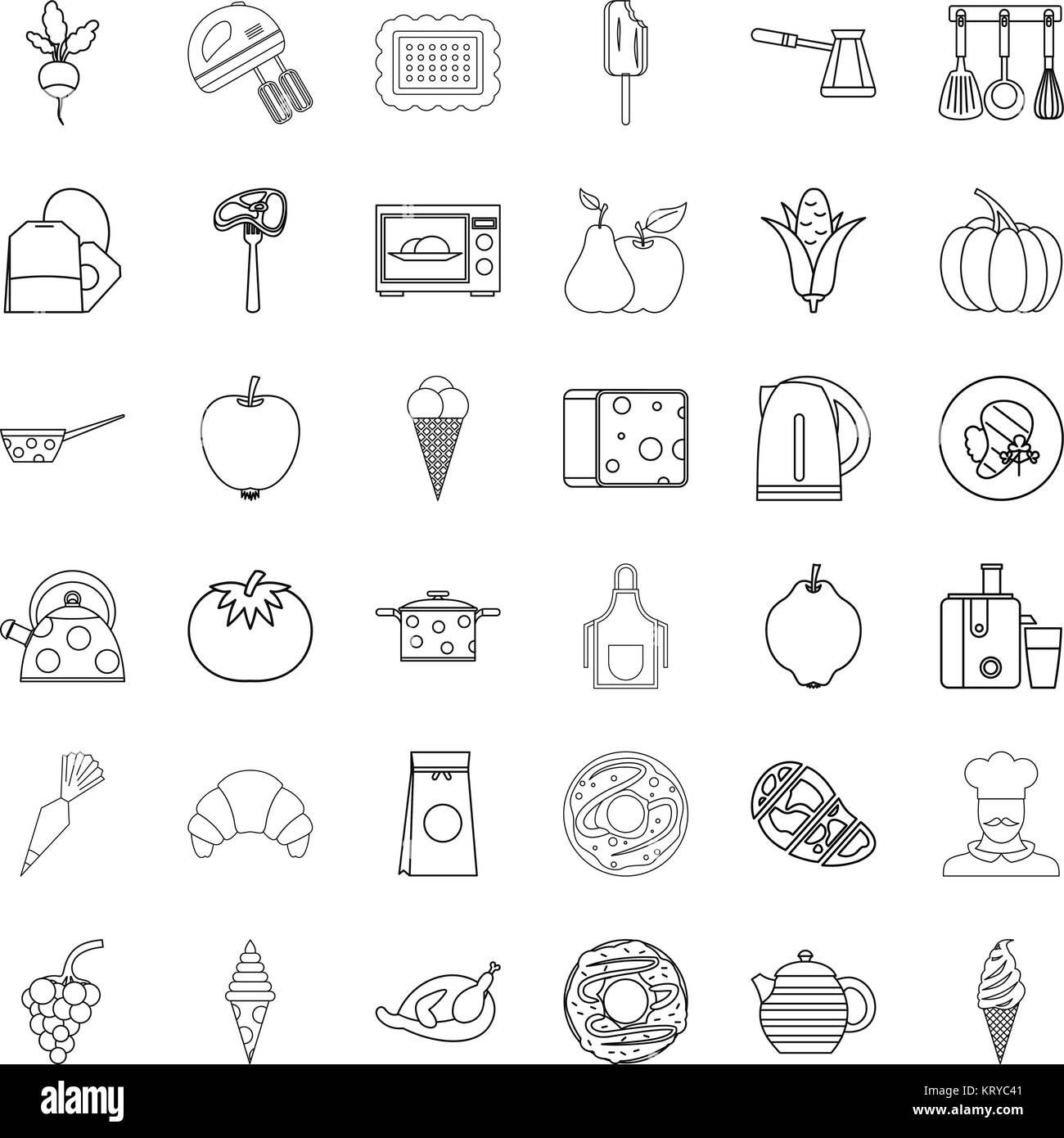 Cooking icons set, outline style Stock Vector Image & Art - Alamy