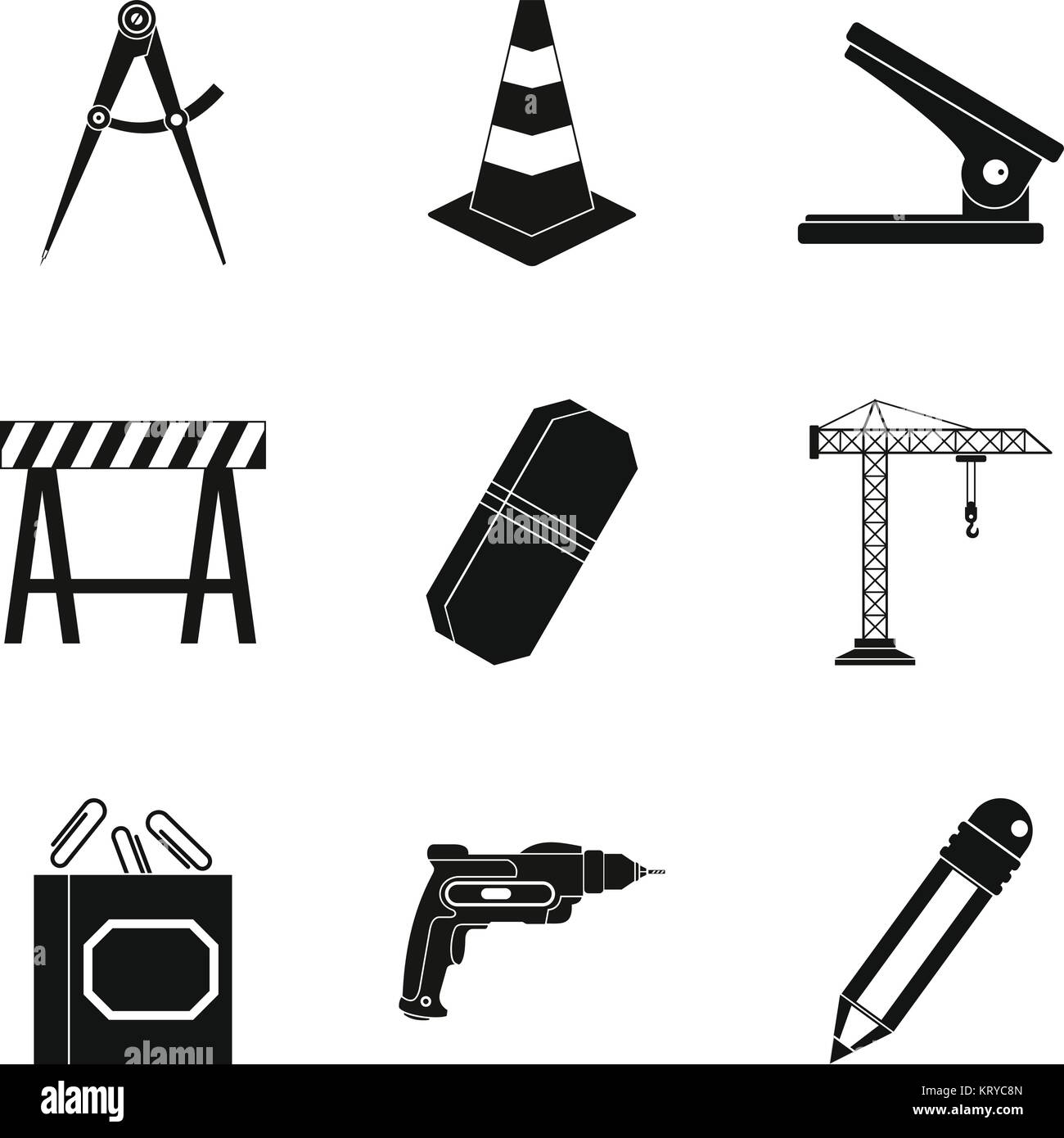 Construction department icons set, simple style Stock Vector Image ...