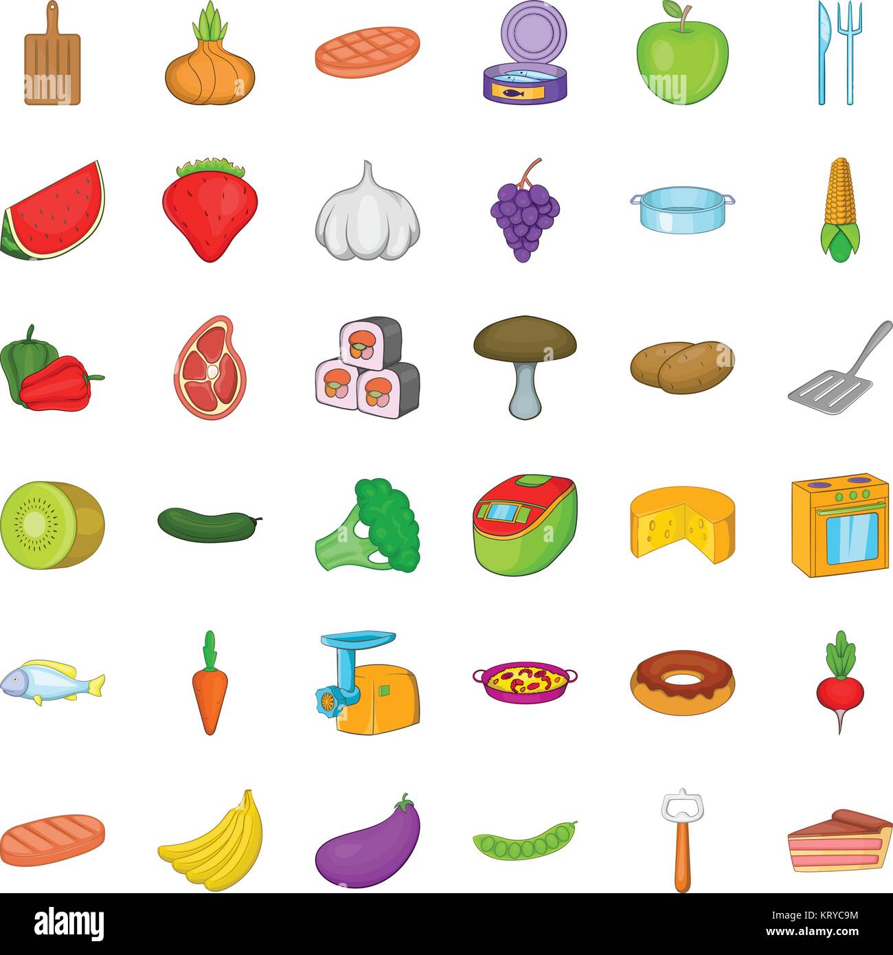 Restaurant icons set, cartoon style Stock Vector Image & Art - Alamy