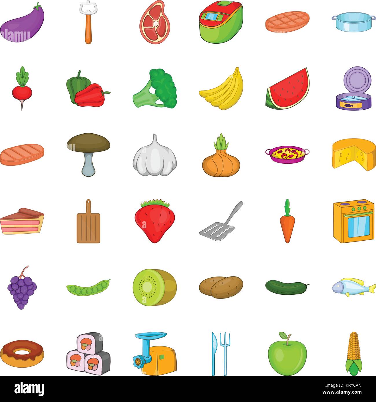 Dinner icons set, cartoon style Stock Vector Image & Art - Alamy