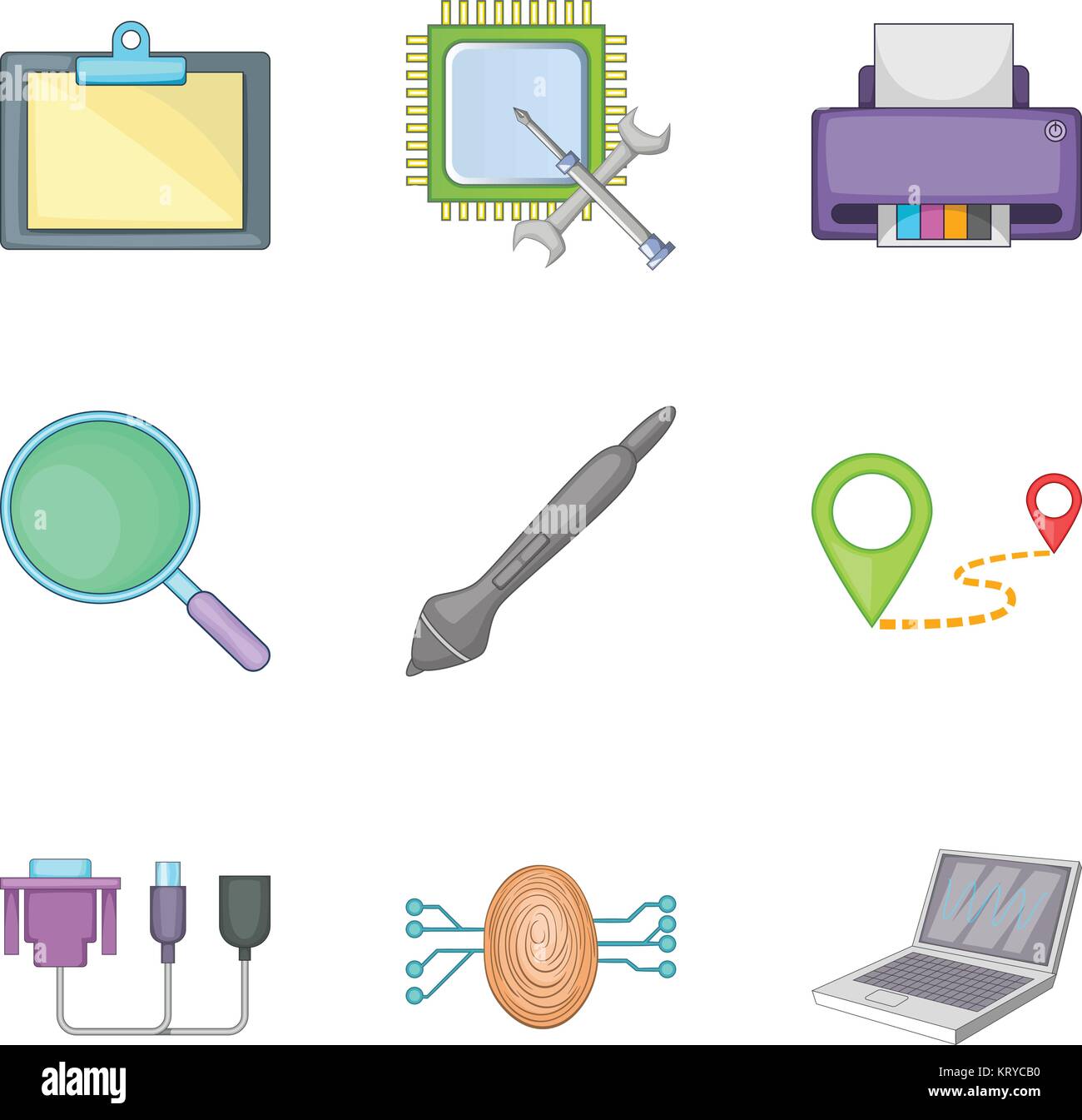 Computer part icons set, cartoon style Stock Vector Image & Art - Alamy