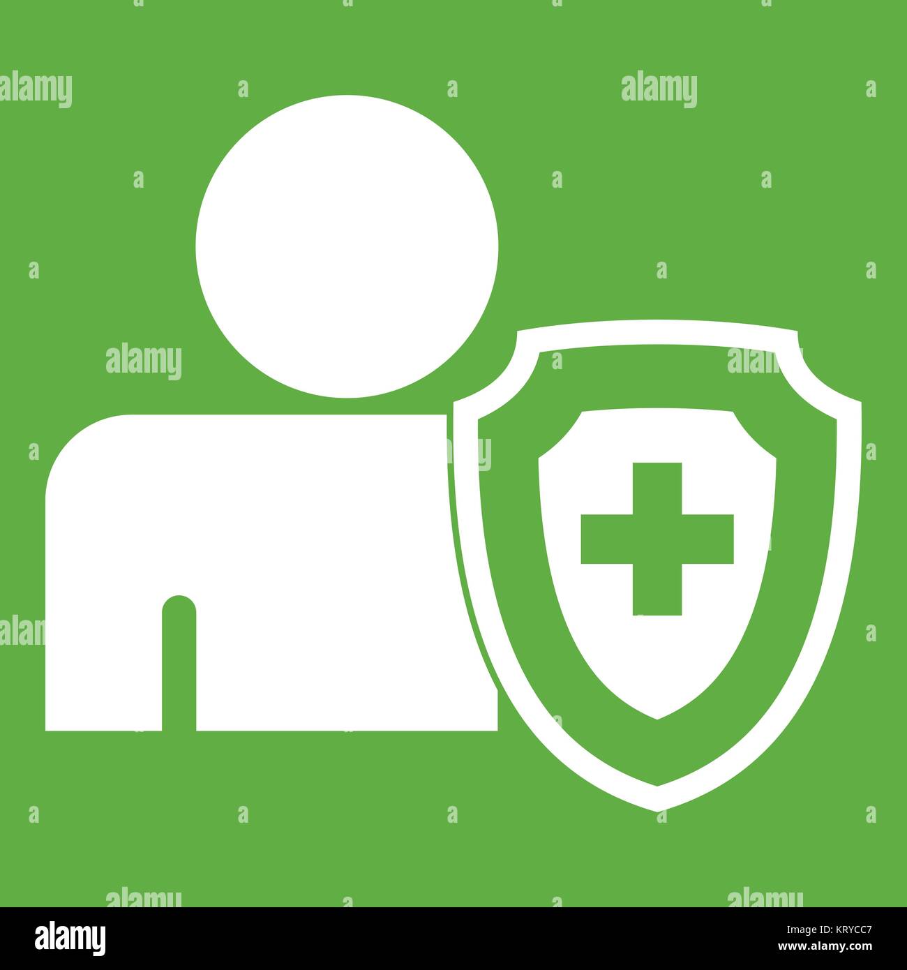 Person and medical cross protection shield icon green Stock Vector ...