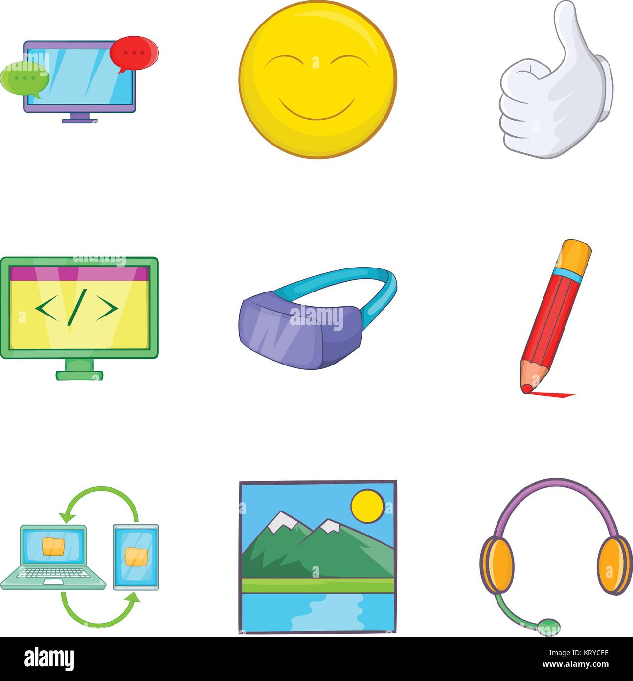 Computer network icons set, cartoon style Stock Vector Image & Art - Alamy