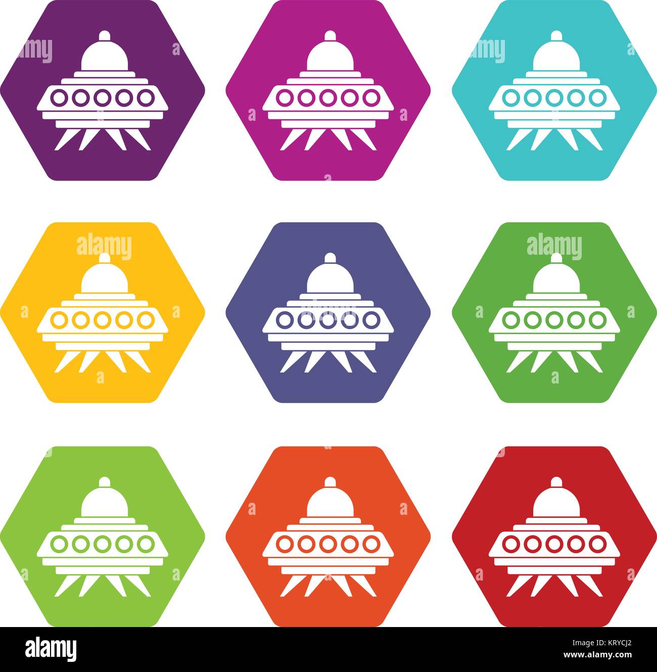 Alien spaceship icon set color hexahedron Stock Vector Image & Art - Alamy