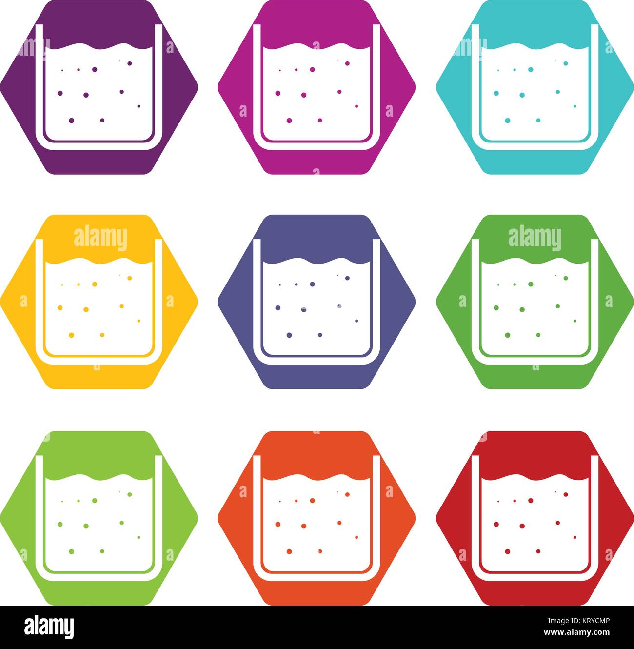 Beaker filled with liquid icon set color hexahedron Stock Vector Image ...