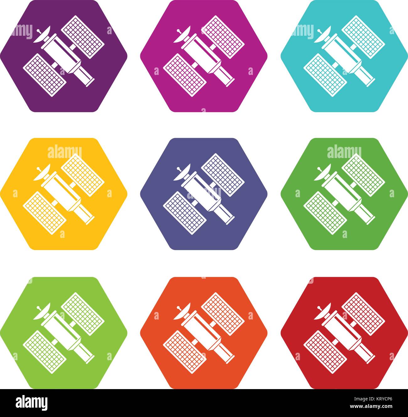Space satellite icon set color hexahedron Stock Vector Image & Art - Alamy