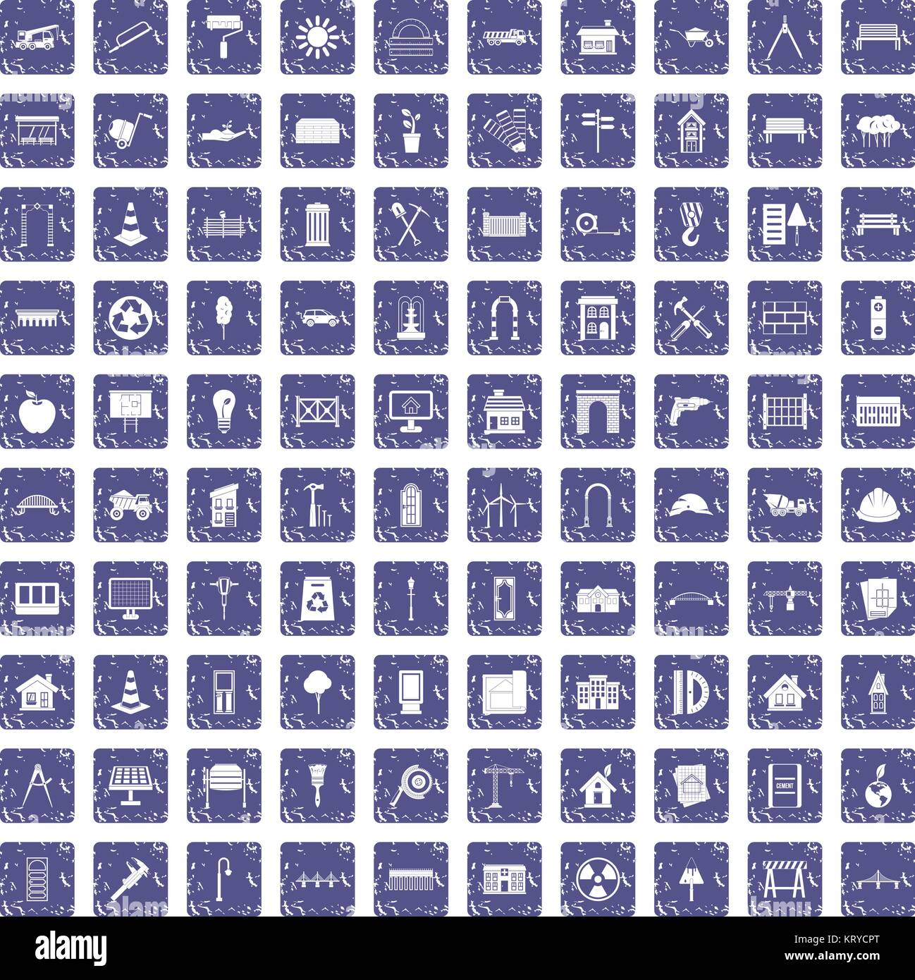 100 architecture icons set grunge sapphire Stock Vector Image & Art - Alamy