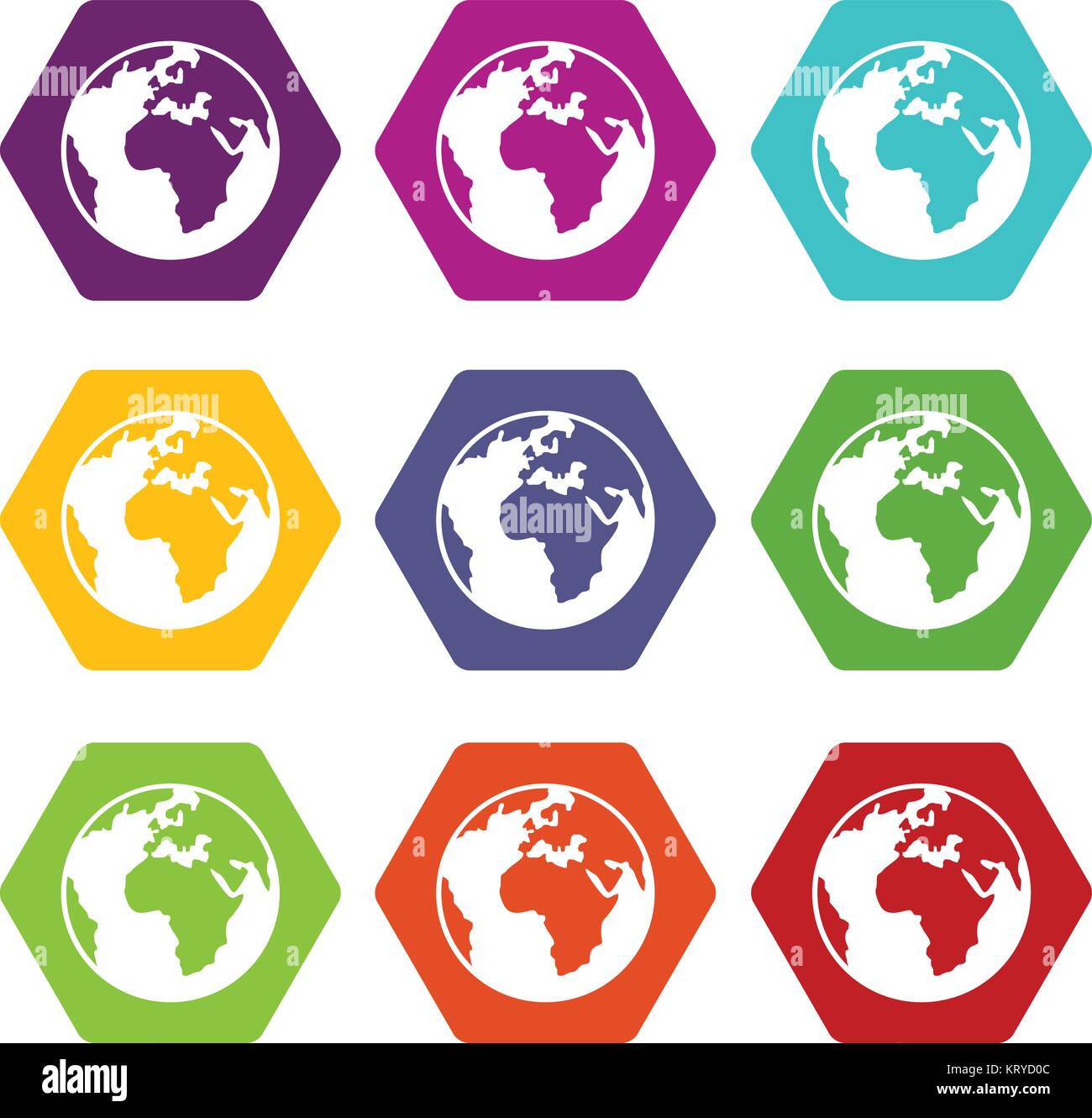 Earth globe icon set color hexahedron Stock Vector Image & Art - Alamy