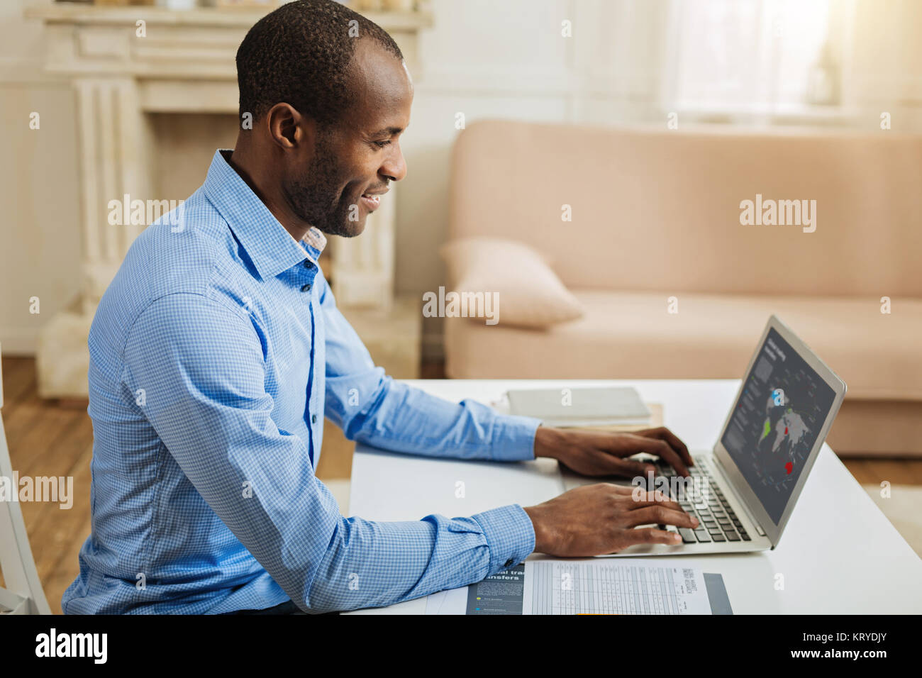 Inspired man working from home Stock Photo - Alamy