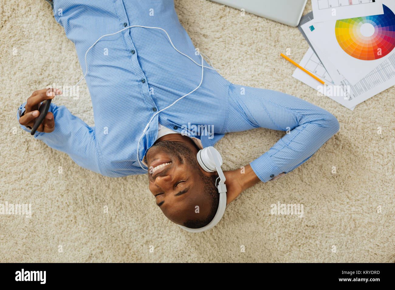 Alert man having a day off and relaxing Stock Photo - Alamy