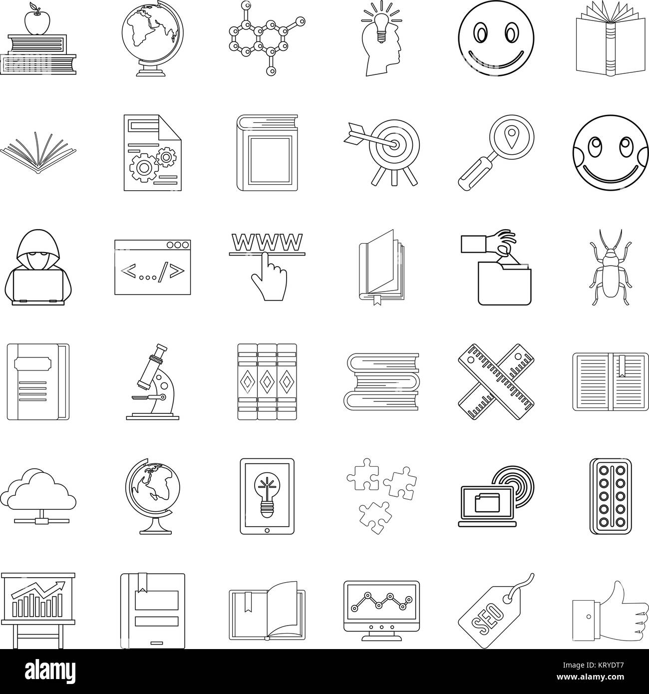 Studying icons set, outline style Stock Vector Image & Art - Alamy