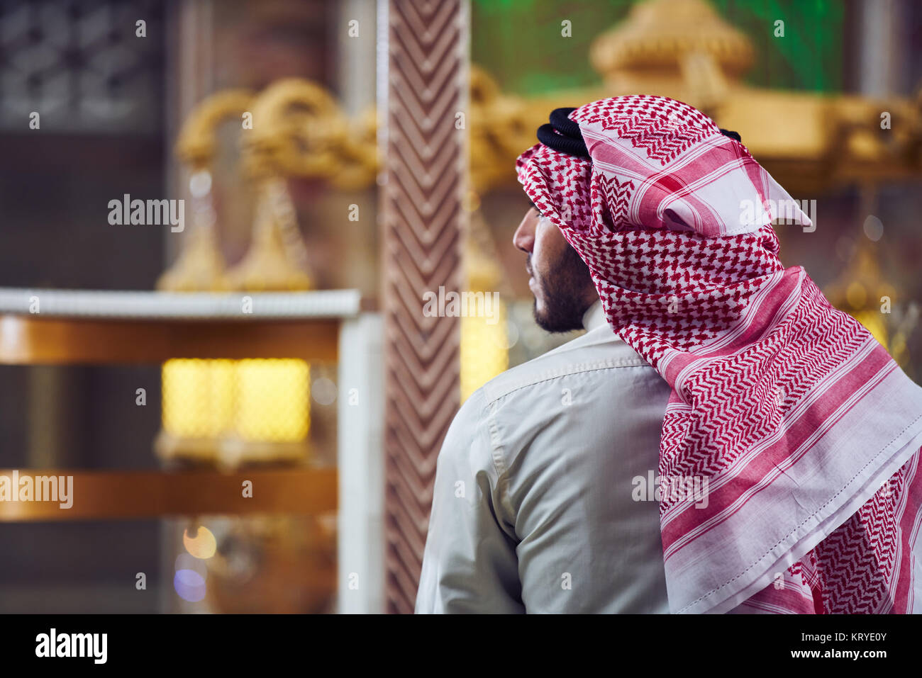 Religious muslim man praying inside the mosque Stock Photo - Alamy