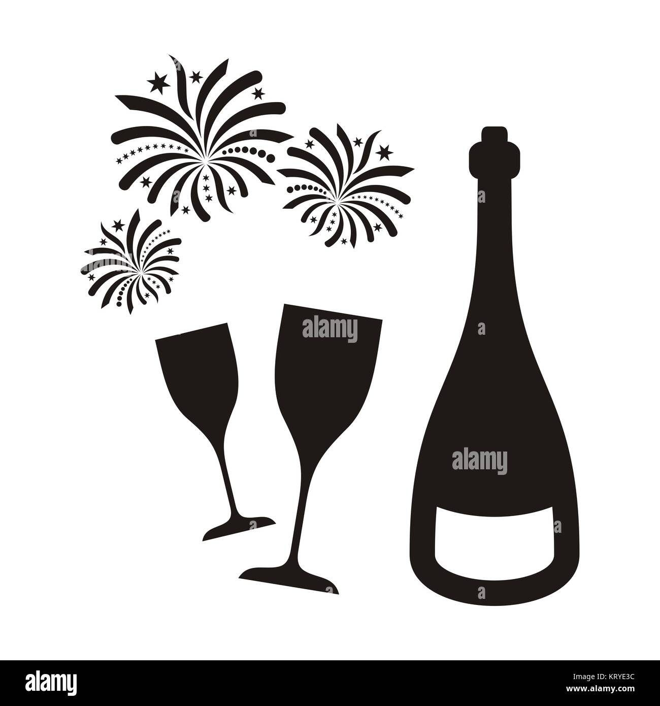 New year fireworks and champagne Stock Photo - Alamy