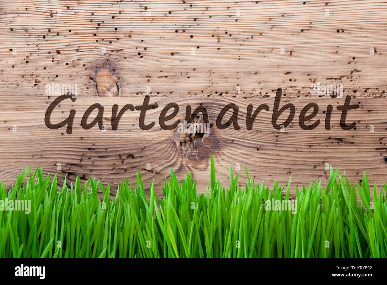 German Text Gartenarbeit Means Gardening. Spring Season Greeting Card ...