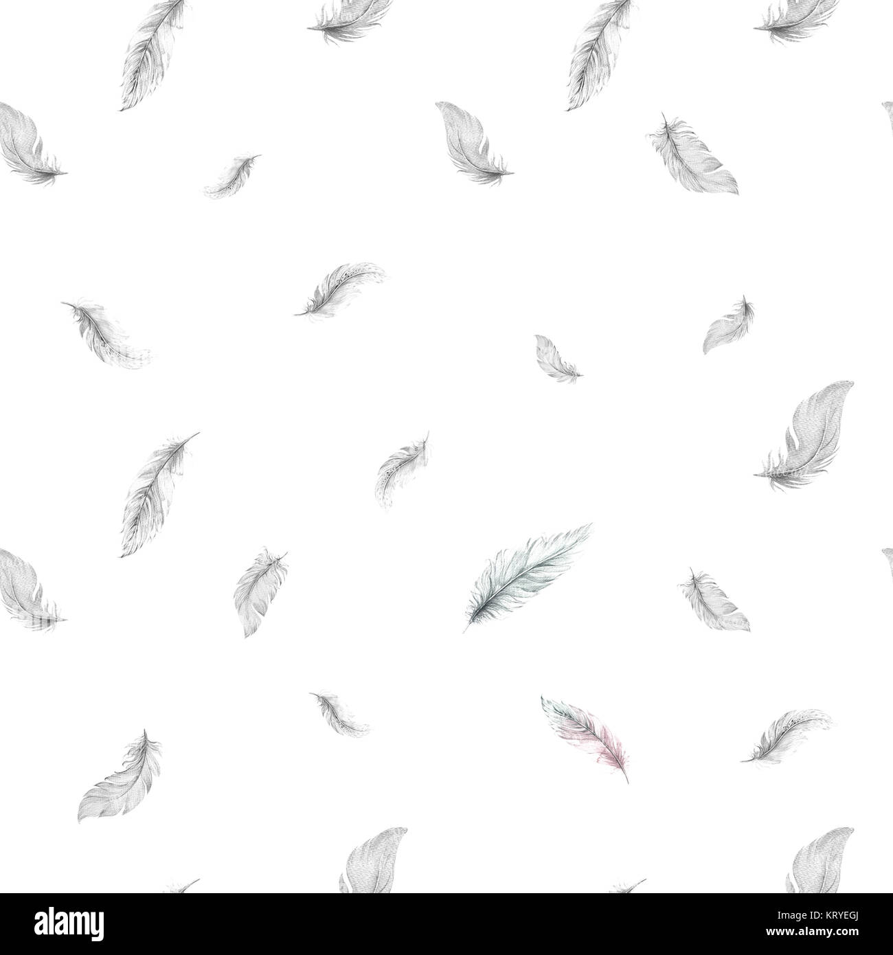 Hand drawn watercolor tribal feather seamless pattern, Boho America ...