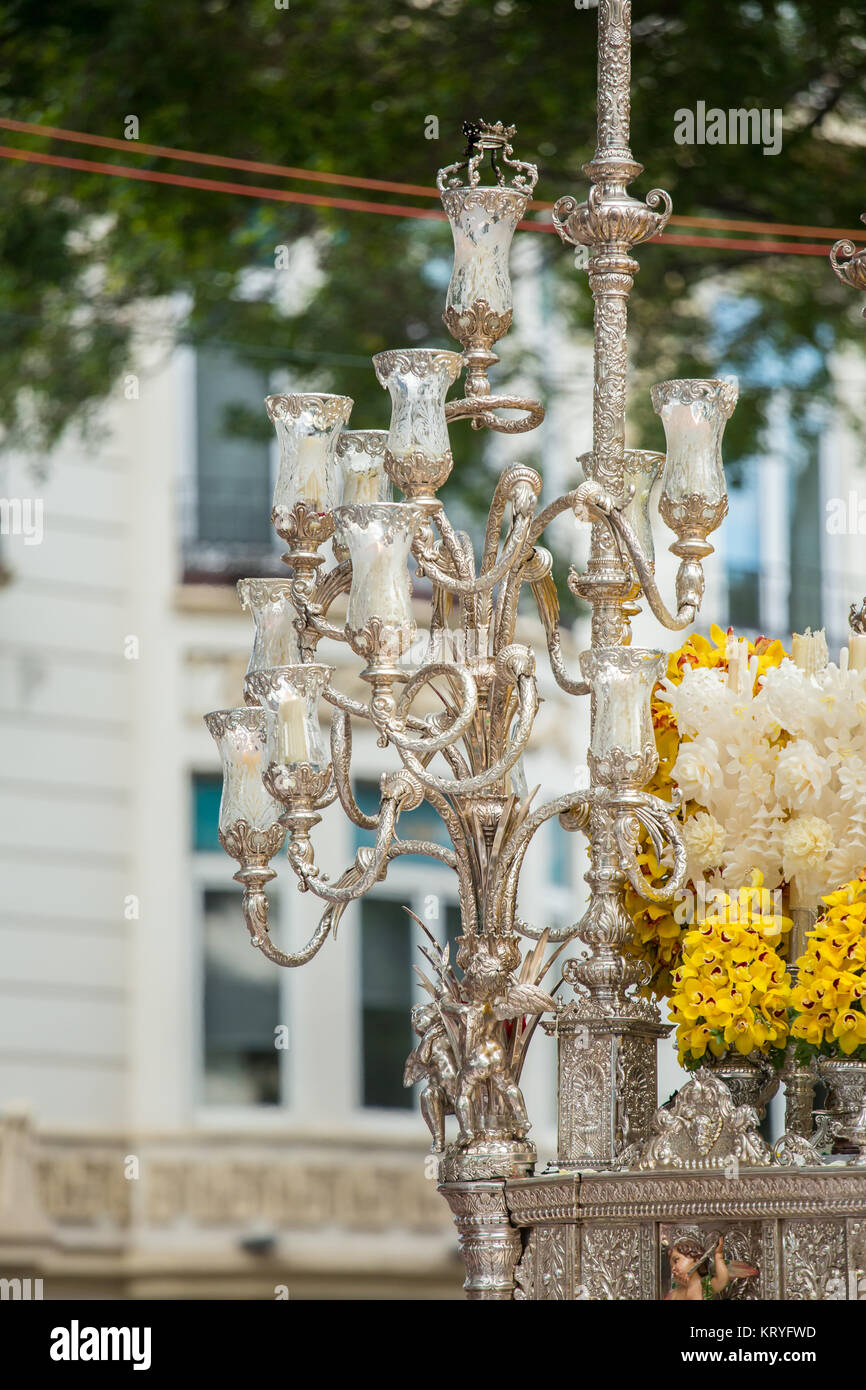 Holy Week in Malaga, Spain. Ornated candles Stock Photo - Alamy