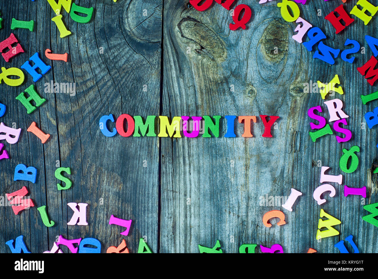 Word community from small multi-colored letters Stock Photo - Alamy