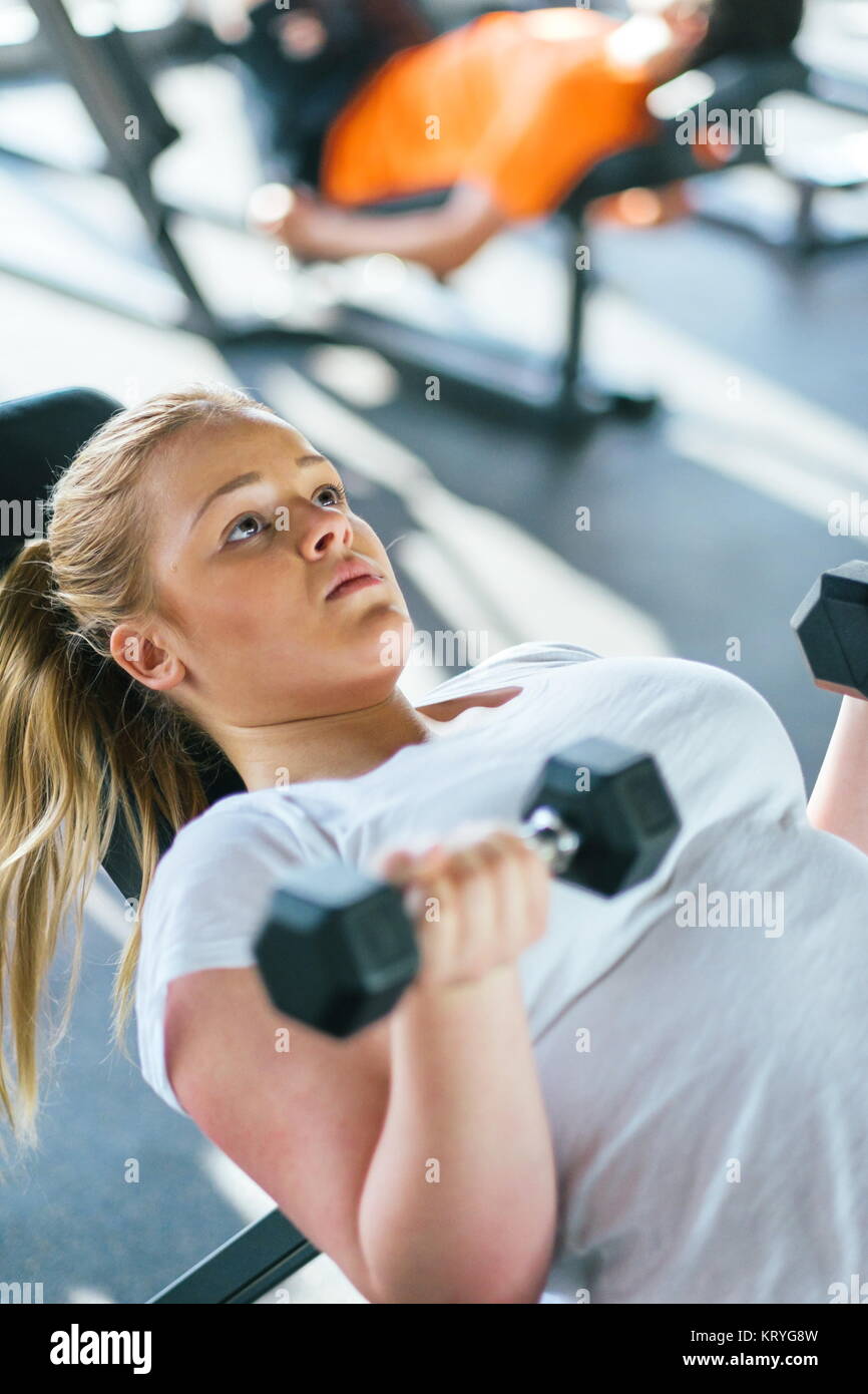 Begginer girl exercising Stock Photo - Alamy