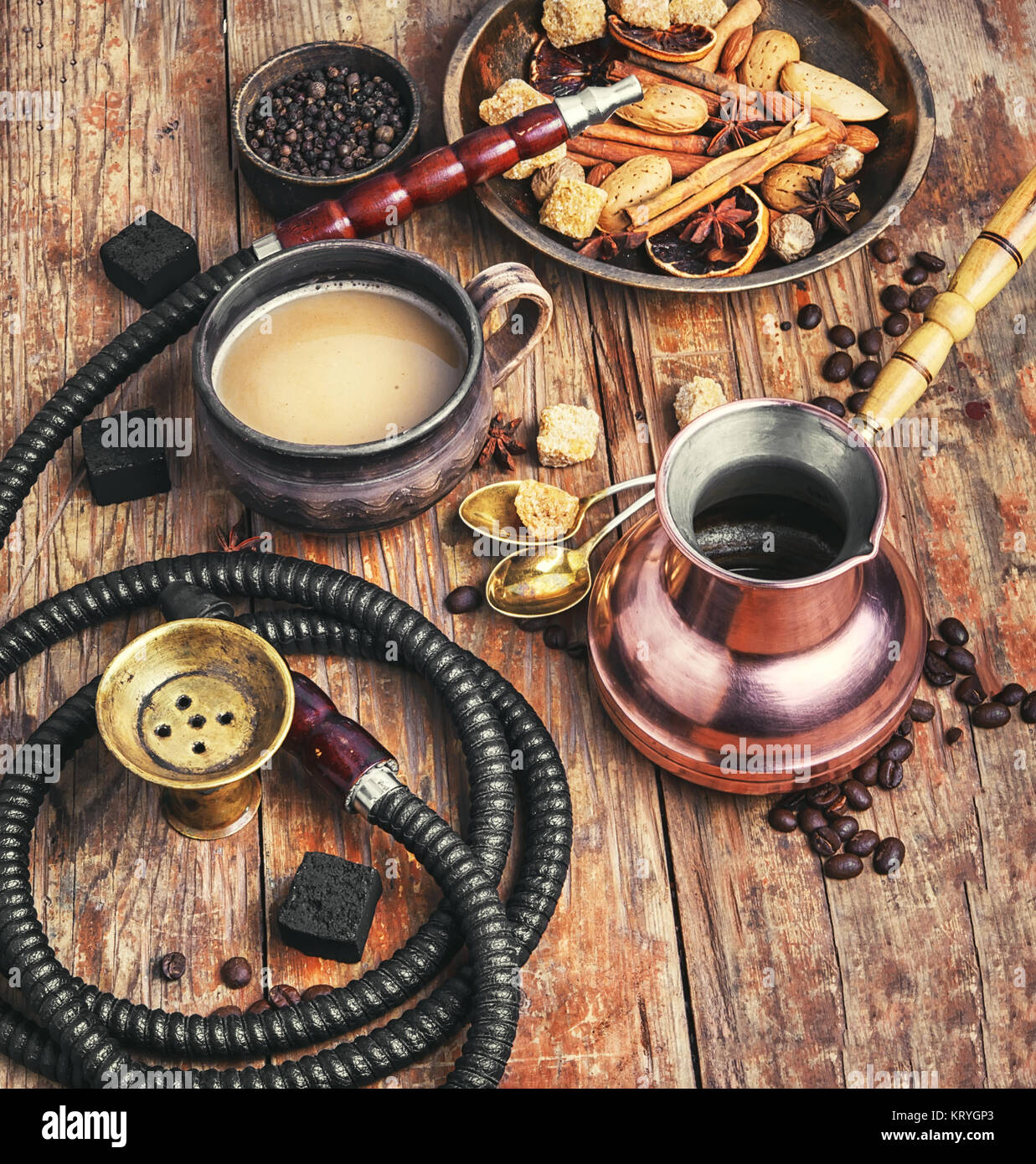 Arab shisha with coffee flavor vintage style Stock Photo - Alamy