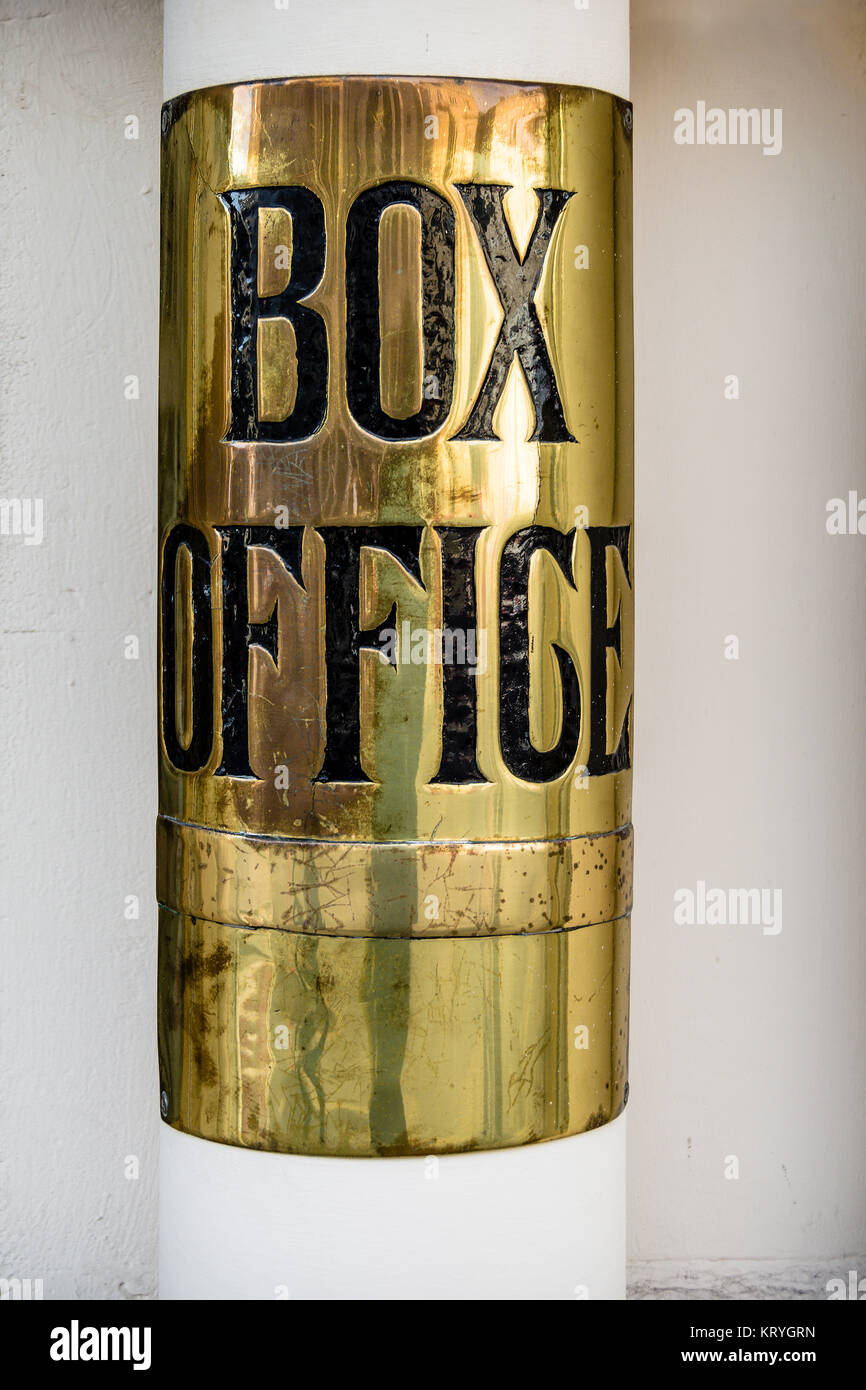 Golden box office sign on theatre entrance Stock Photo - Alamy