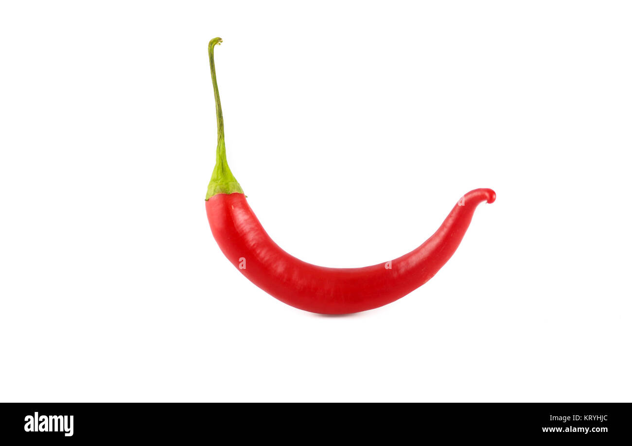 A single red hot chili pepper isolated on a white background Stock ...