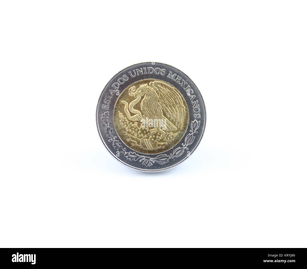 Mexican 2 peso coin back view isolated on white Stock Photo - Alamy