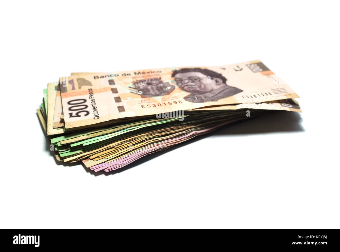 A stack of Mexican pesos bills isolated on white background Stock Photo ...