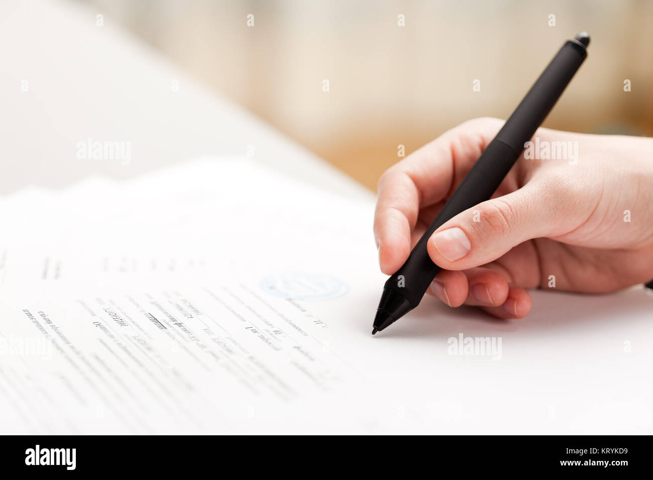 Human business men hand pen writing paper document Stock Photo - Alamy