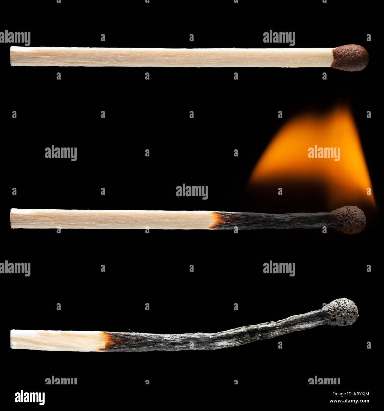 Fire flame heat burning wood match black isolated Stock Photo - Alamy