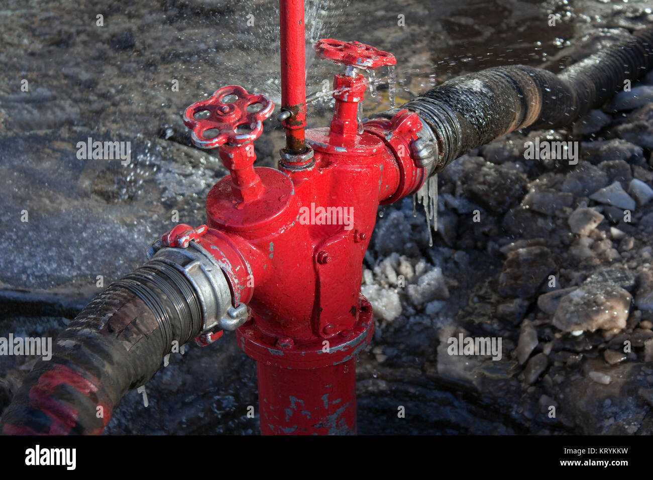 Emergency service fire hose safety water valve Stock Photo - Alamy