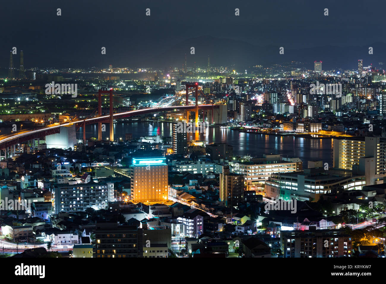 Kitakyushu City in japan at night Stock Photo - Alamy