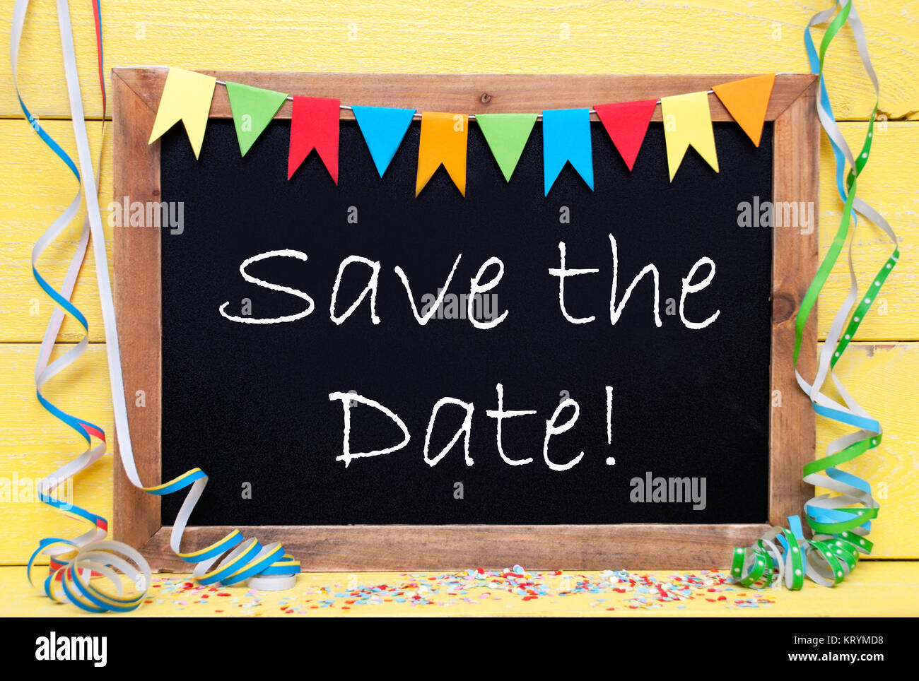 Blackboard With English Text Save The Date. Party Decoration Like ...