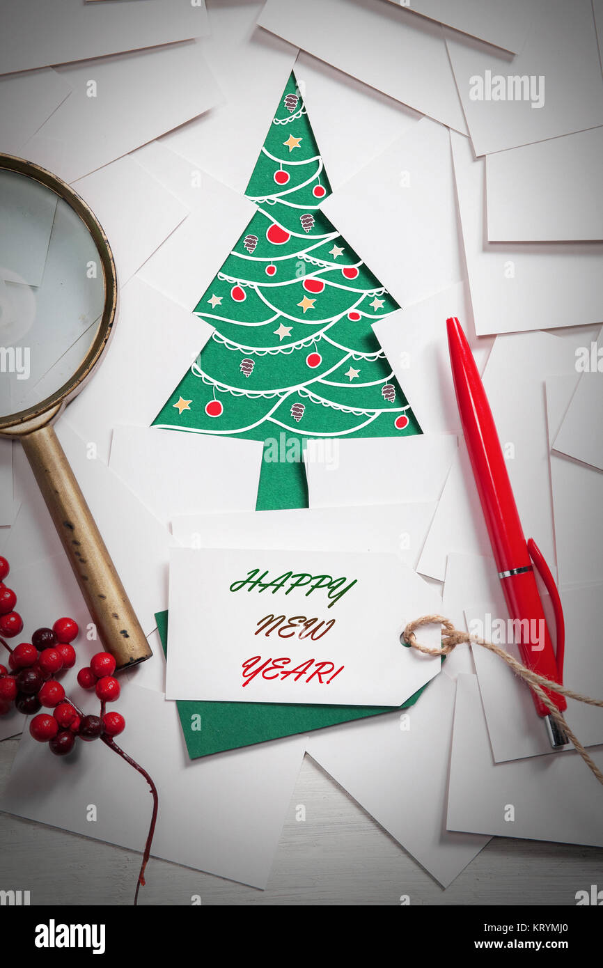 Creative design of christmas background with paper fir tree Stock Photo ...