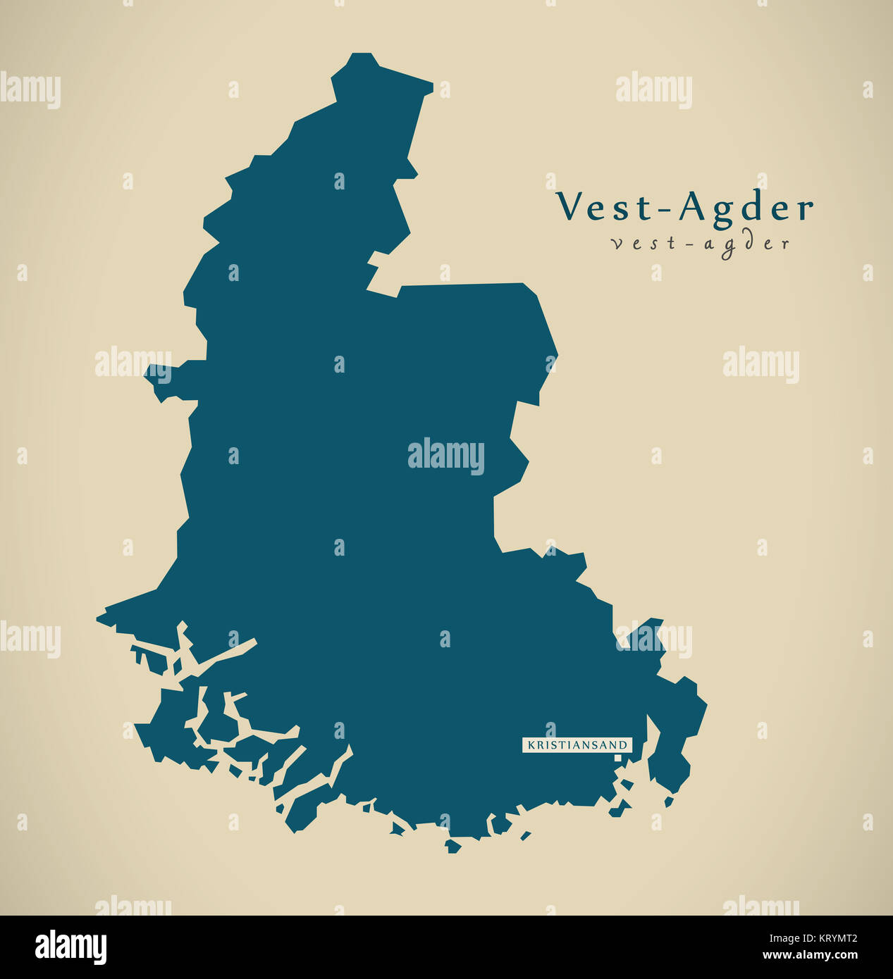 Modern Map - Vest Agder Norway NO illustration Stock Photo - Alamy