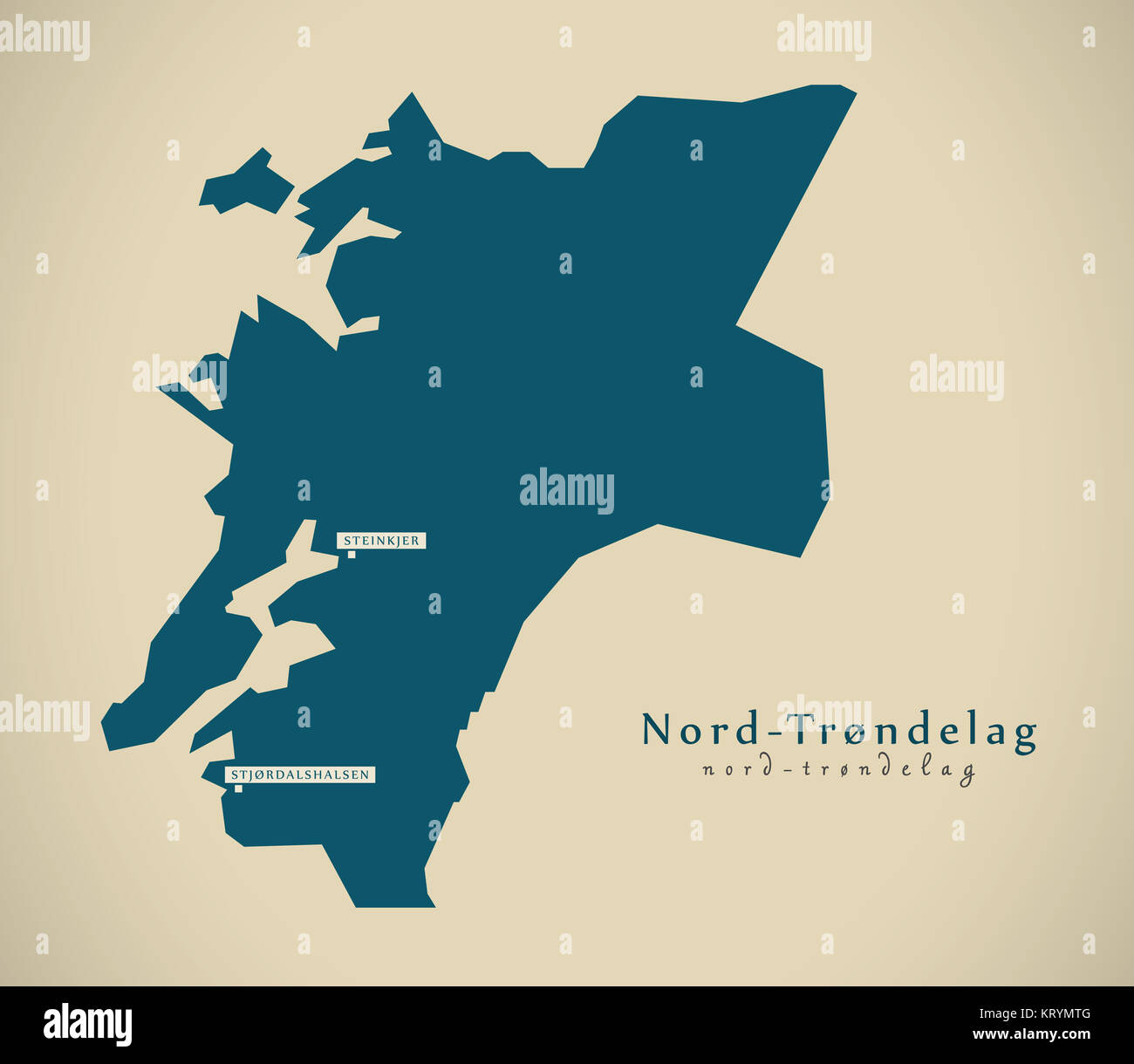 Modern Map - Nord Trondelag Norway NO illustration Stock Photo - Alamy