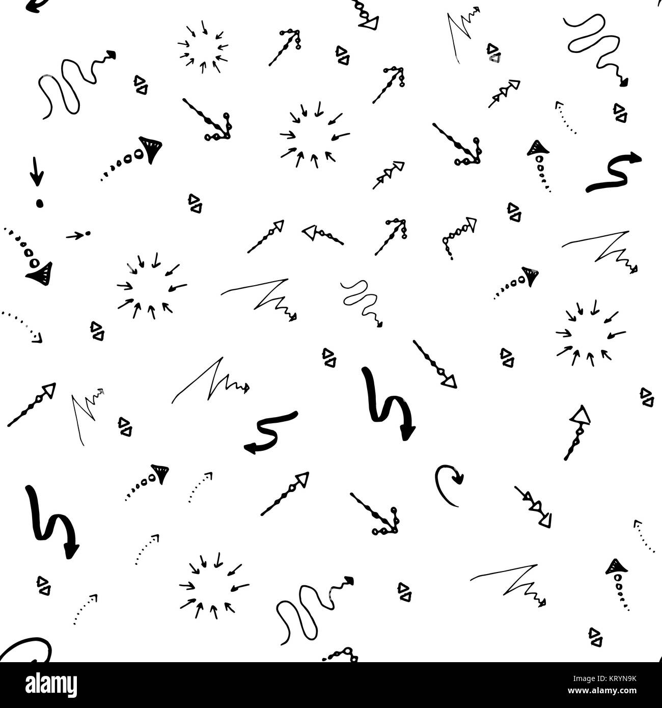 Seamless doodle ink pointer and arrow pattern Stock Photo - Alamy