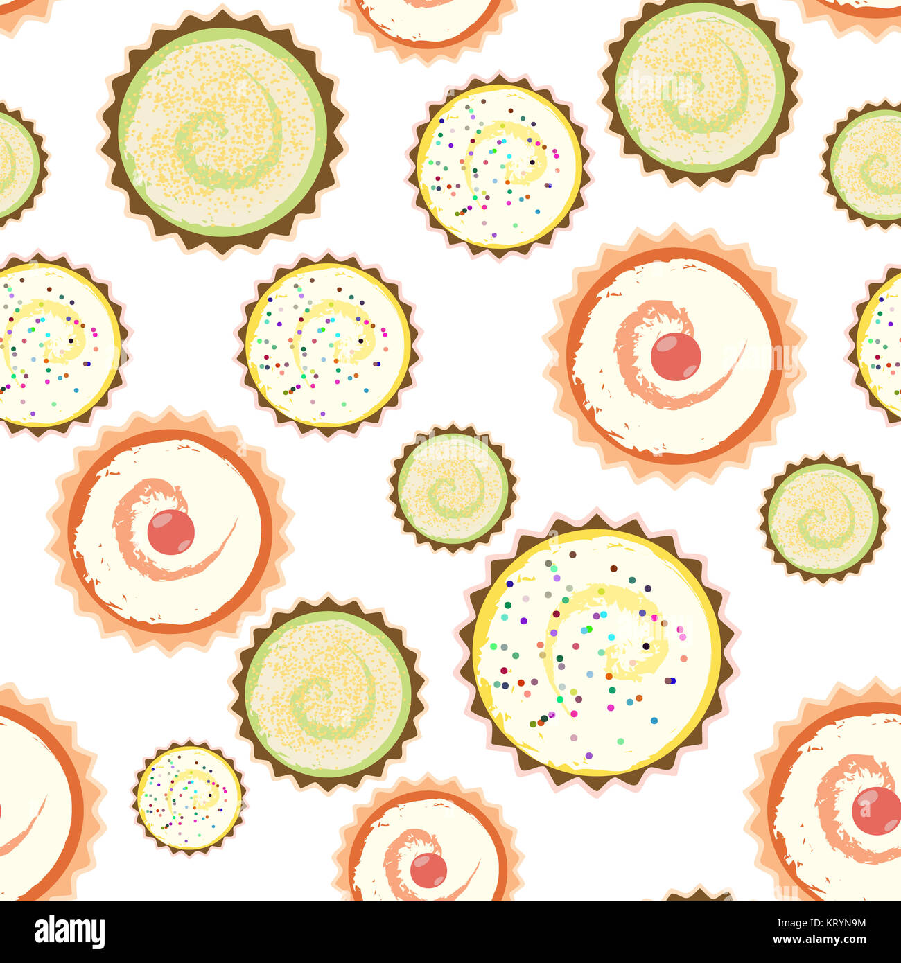 Sweet cape cakes pattern on white background. Seamless Stock Photo - Alamy