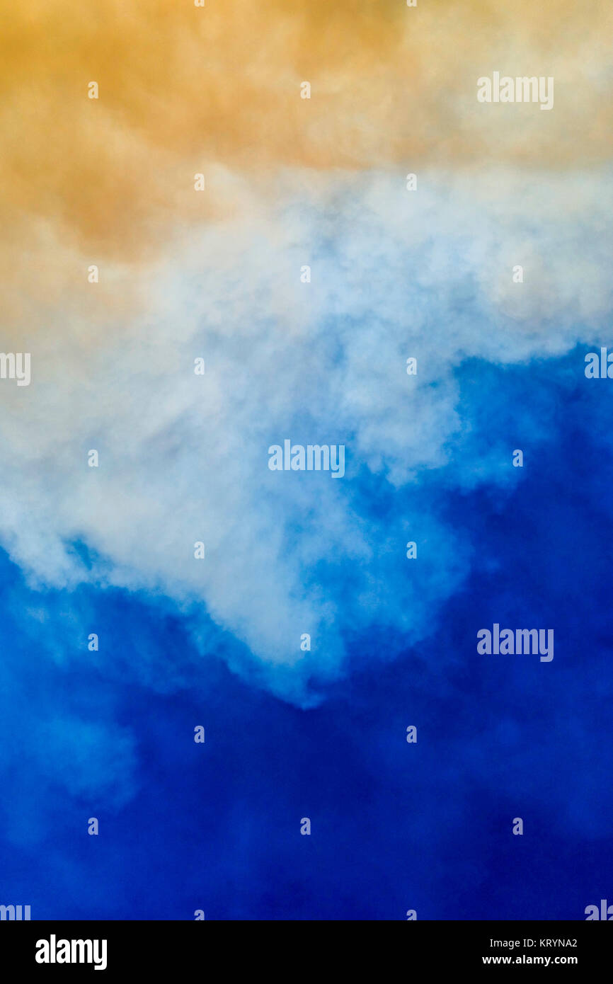 Blue cloudscape sky with fire smoke Stock Photo - Alamy
