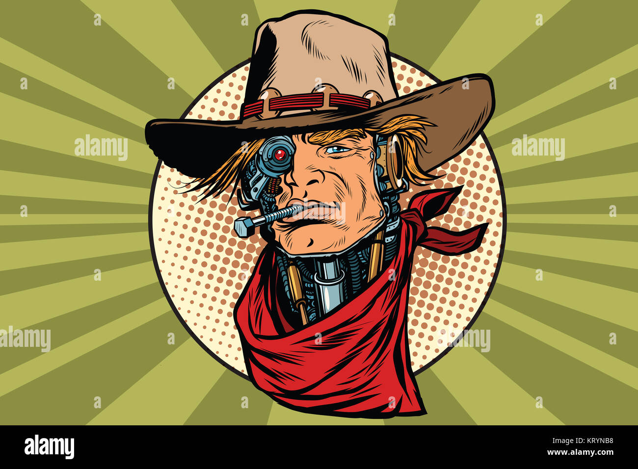wild West bandit robot steampunk Stock Photo - Alamy