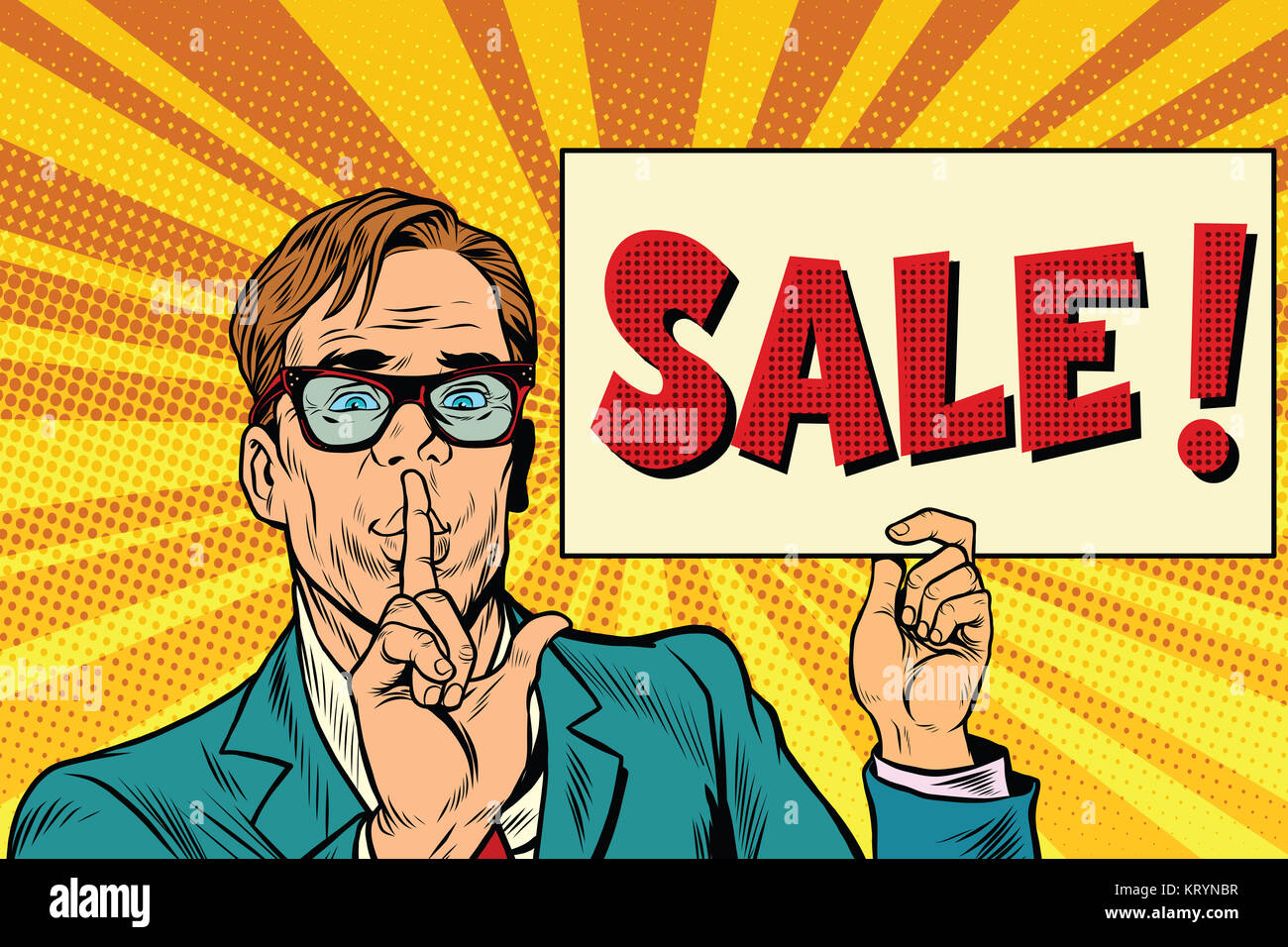 Retro businessman secret sale Stock Photo - Alamy