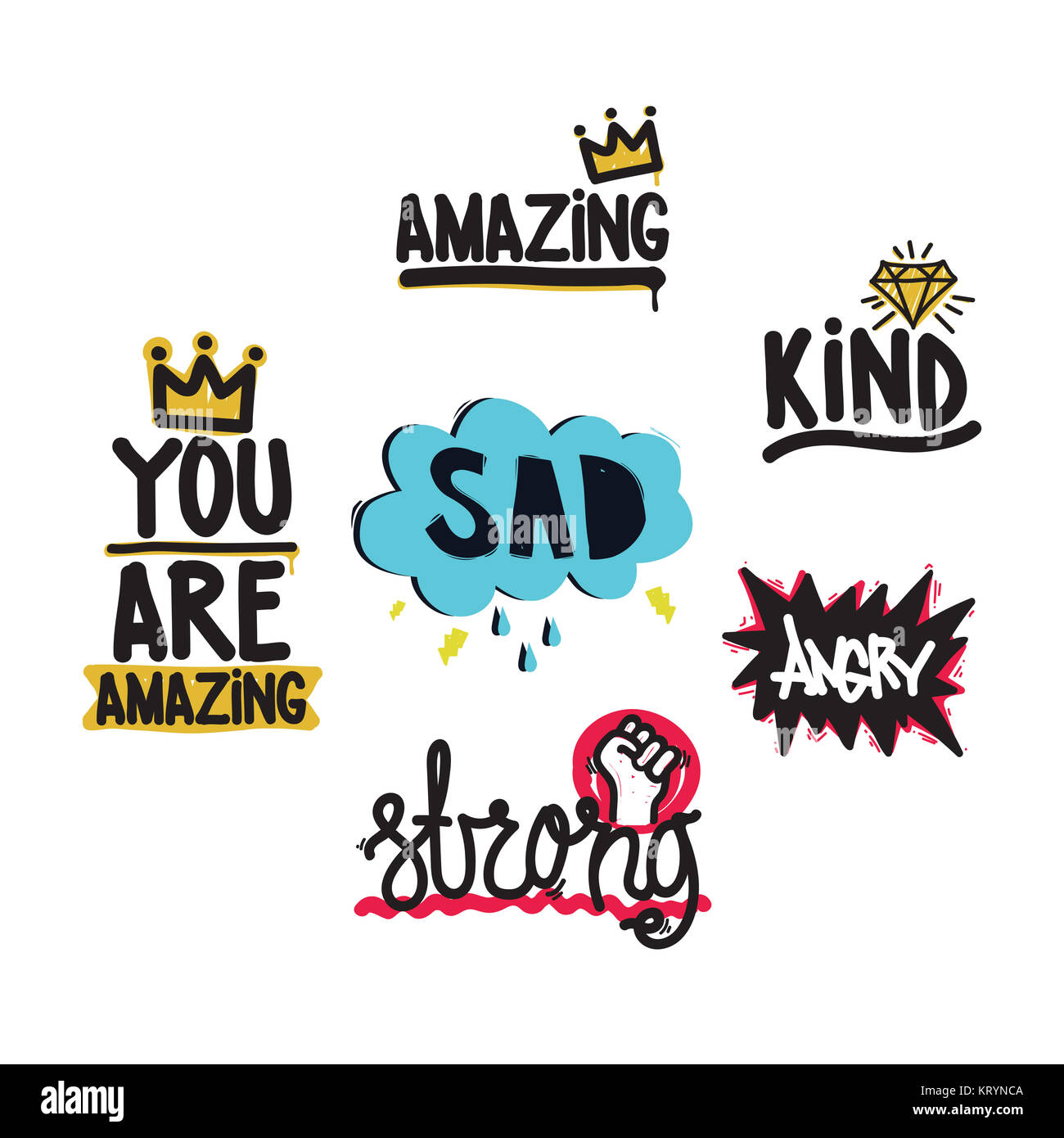 Color inspirational vector illustration set, motivational quotes Stock ...