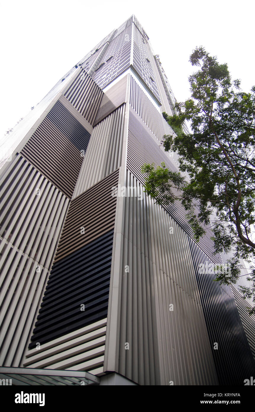 Steel blue glass high rise building skyscrapers, industrial ...