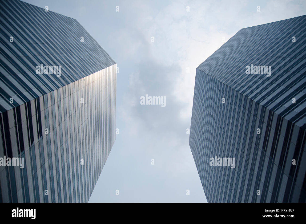 Steel blue glass high rise building skyscrapers, industrial ...