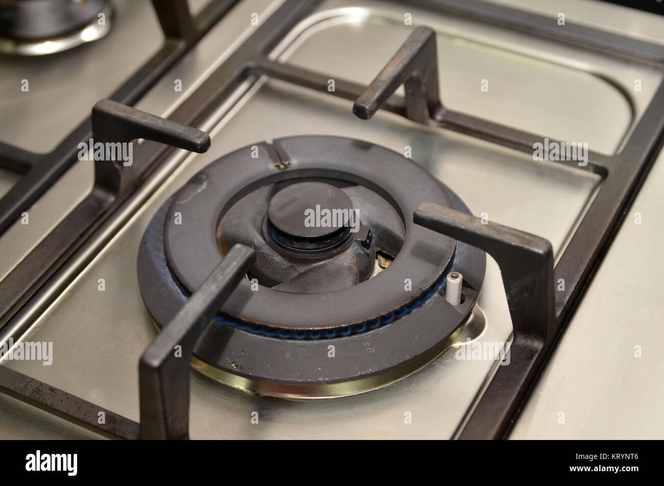 Close up image of the gas stove Stock Photo - Alamy