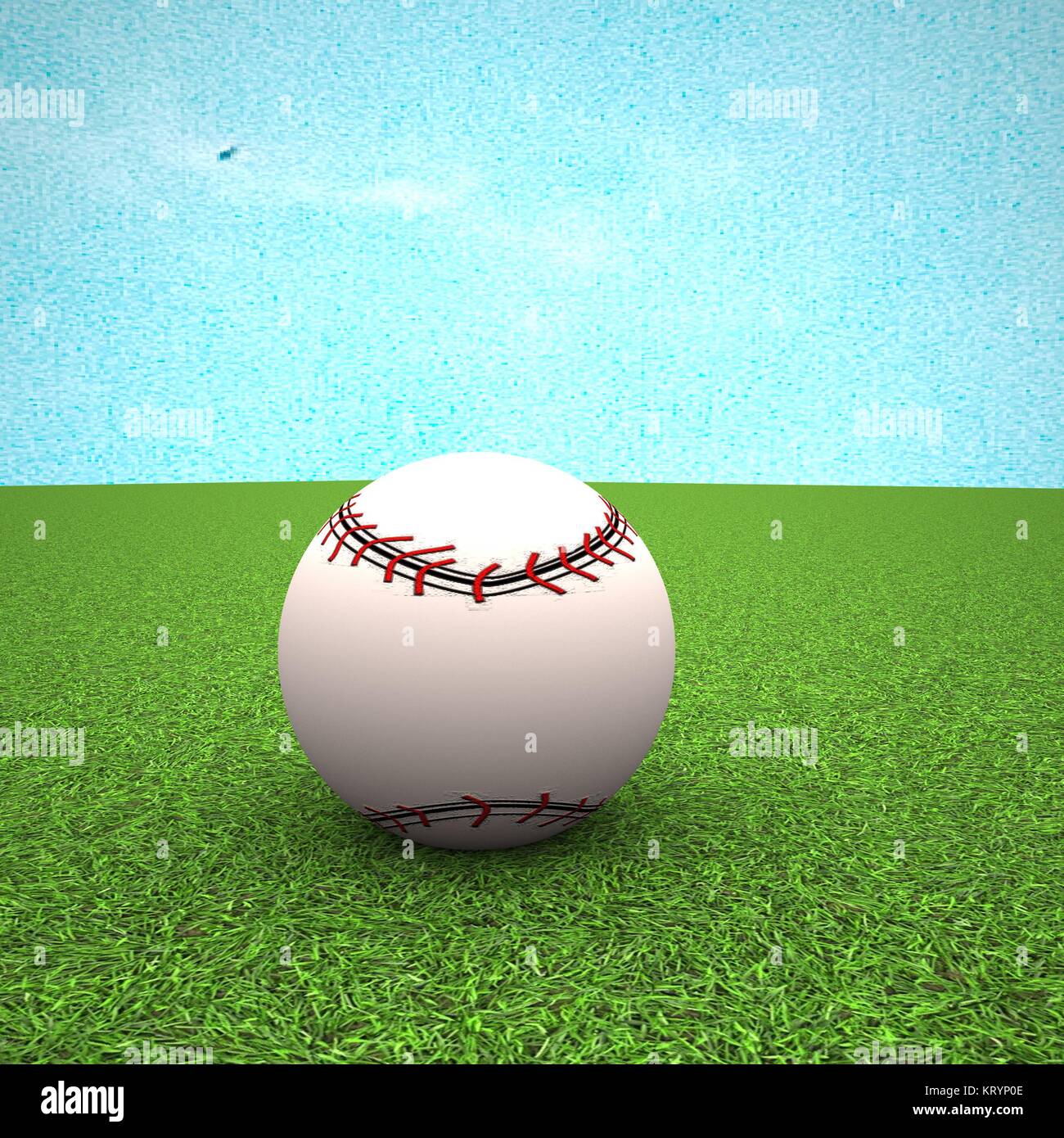 Baseball over green grass field Stock Photo - Alamy