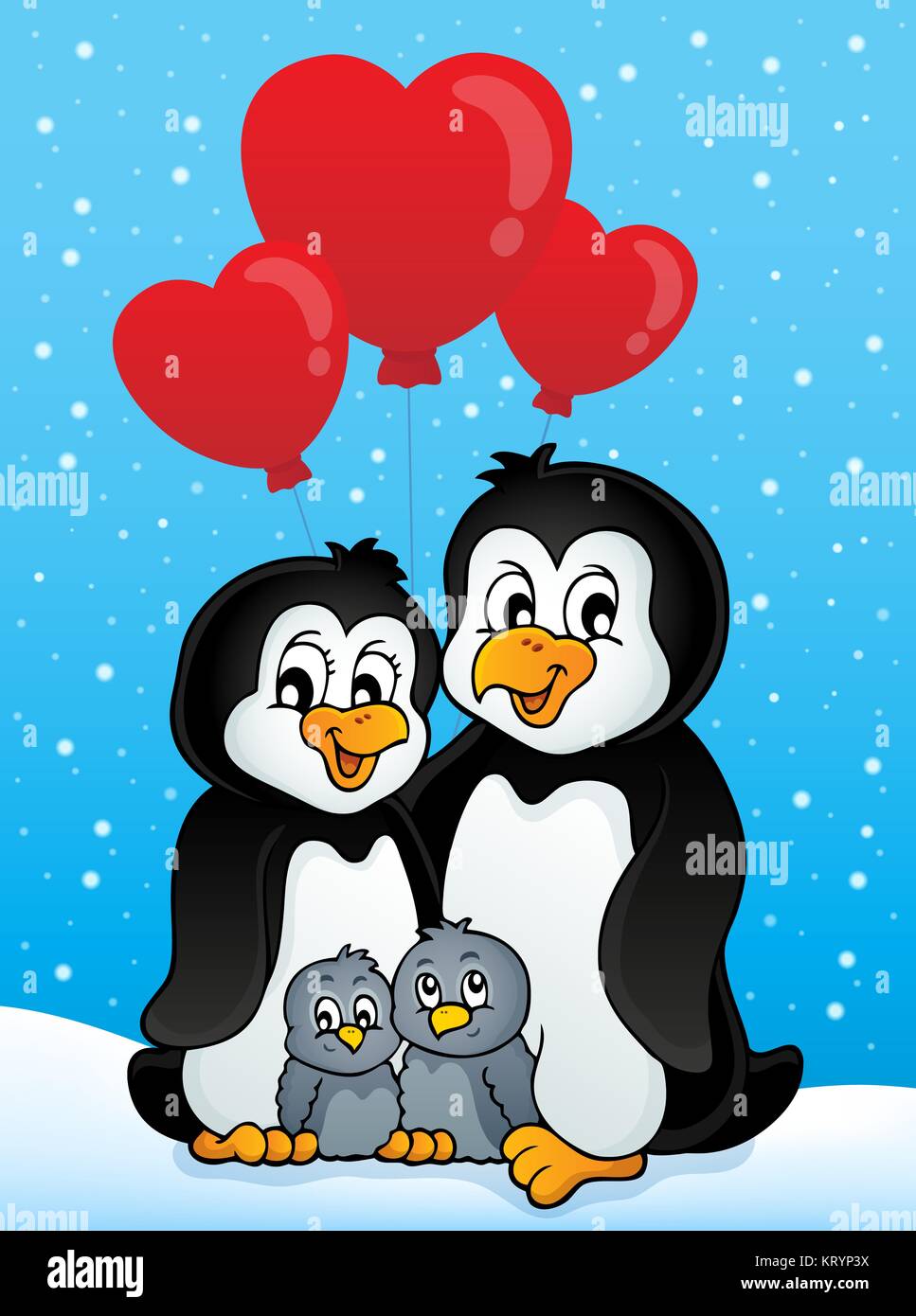 Valentine penguins in snow Stock Photo - Alamy