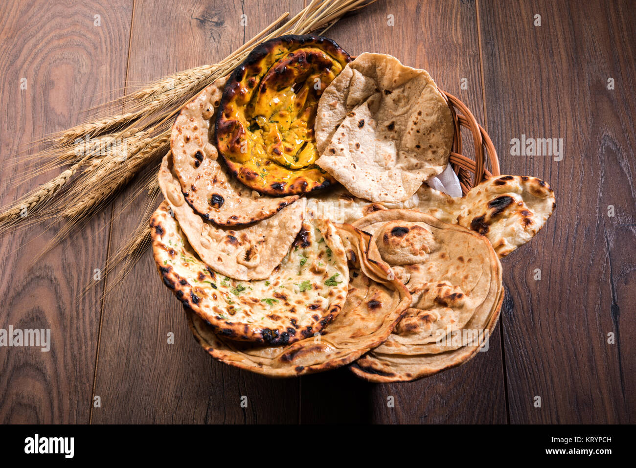 Assorted Indian Bread Basket includes chapati, tandoori roti or naan ...