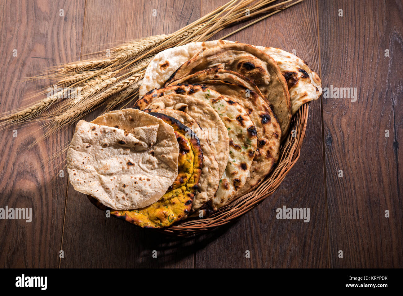 Assorted Indian Bread Basket includes chapati, tandoori roti or naan ...
