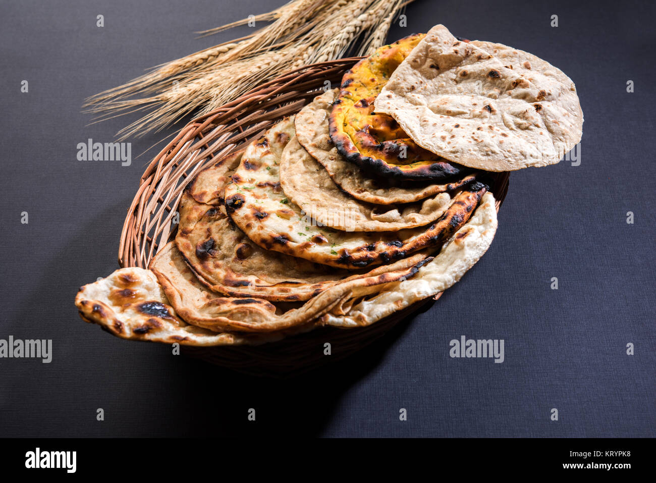 Assorted Indian Bread Basket includes chapati, tandoori roti or naan ...